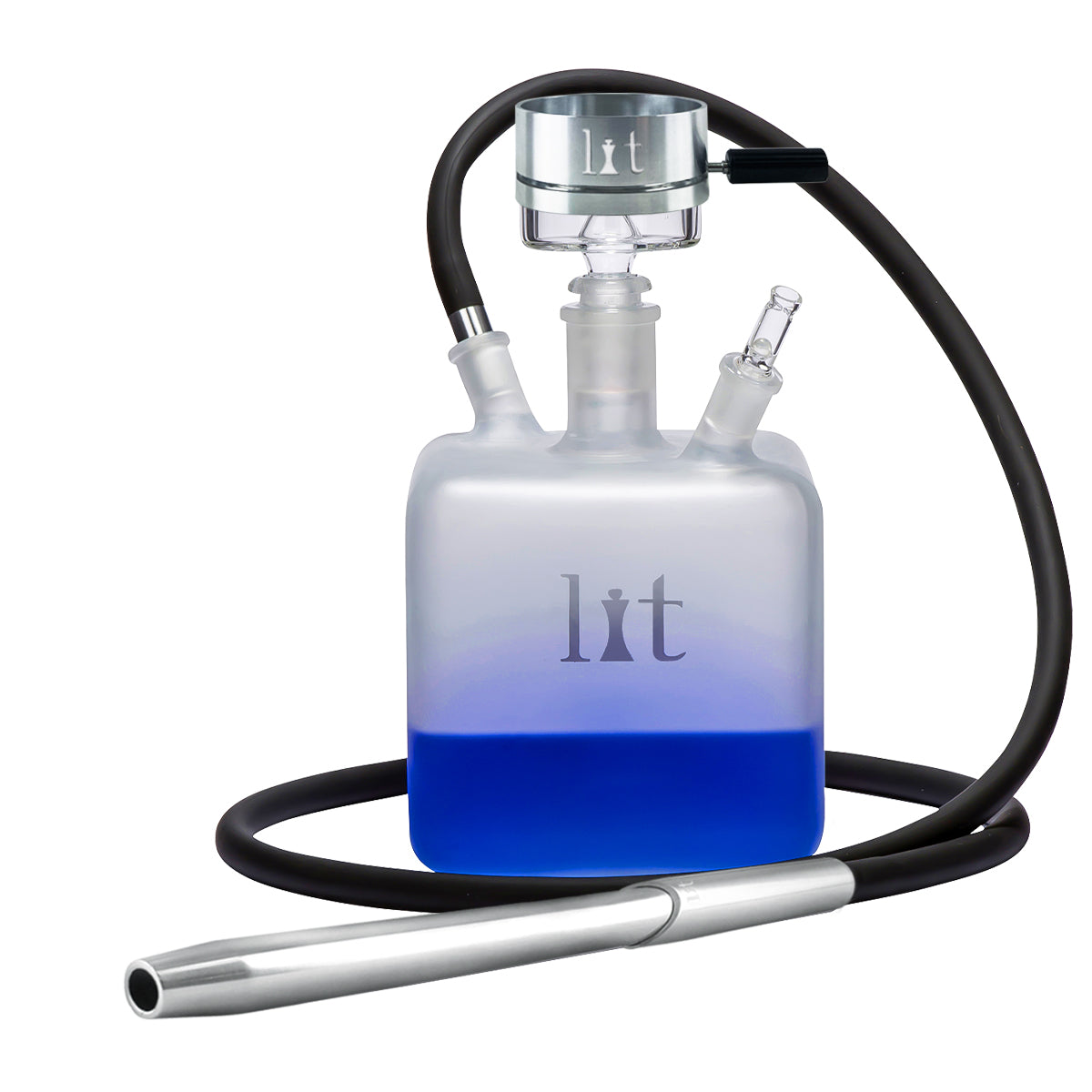 VooV Lit Handmade All Glass Hookah Set - Frosted Cube